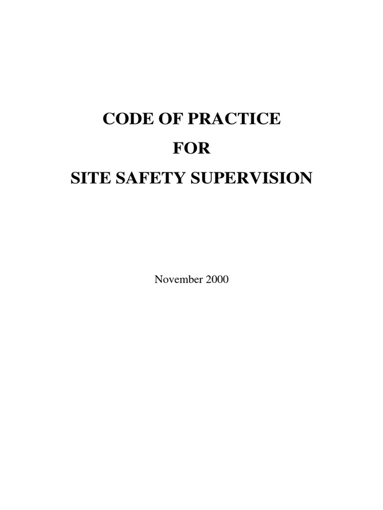 Code of Practice For Safety Supervision - BD - Nov 2000 | PDF ...