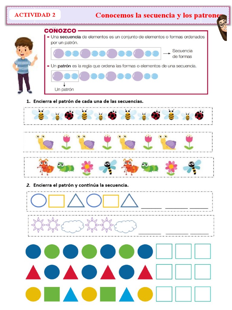 D2 A2 FICHA MAT. Conocemos La Secuencia y Los Patrones | PDF