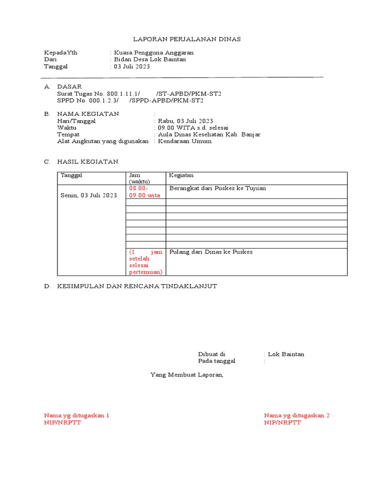 Laporan Perjalanan Dinas | PDF | Hukum