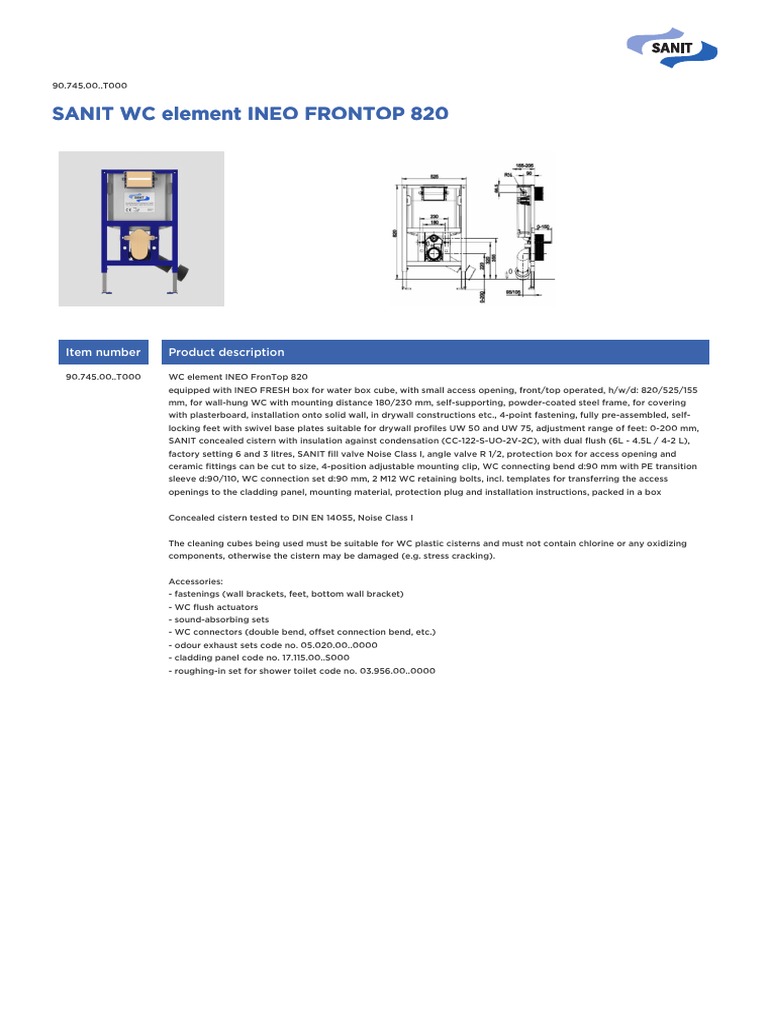 SANIT WC Element INEO FRONTOP 820 | PDF
