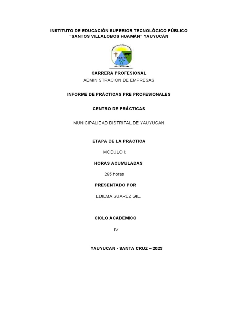 Informe de Practicas Modulo-I | PDF