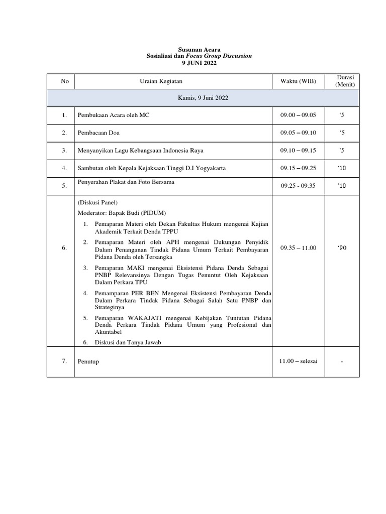 Susunan Acara FGD 09 JUNI 2022 (1) .PDF 2 | PDF