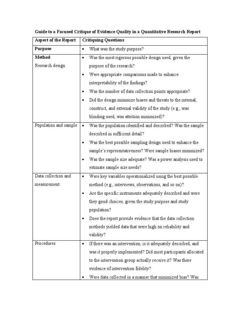 Critiquing - Quantitative Research | PDF | Statistics | Sampling ...