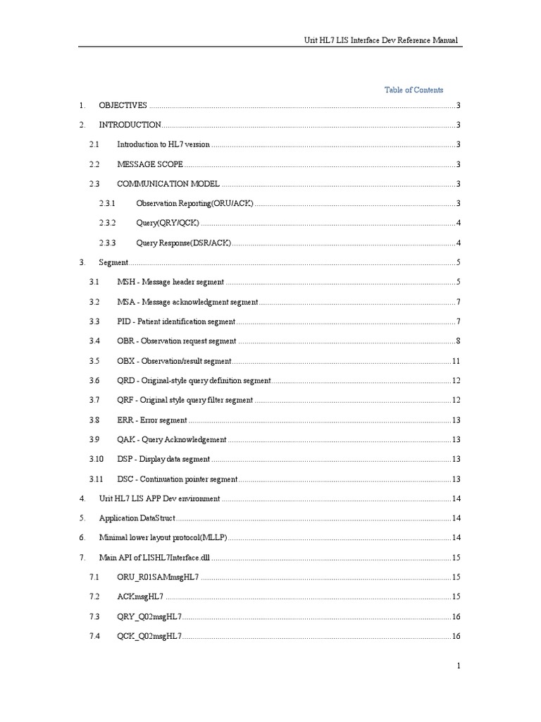Urit HL7 LIS Interface 8030 Dev Reference Manual (2020!08!20 02-50-44 UTC) | PDF | Computer Data ...