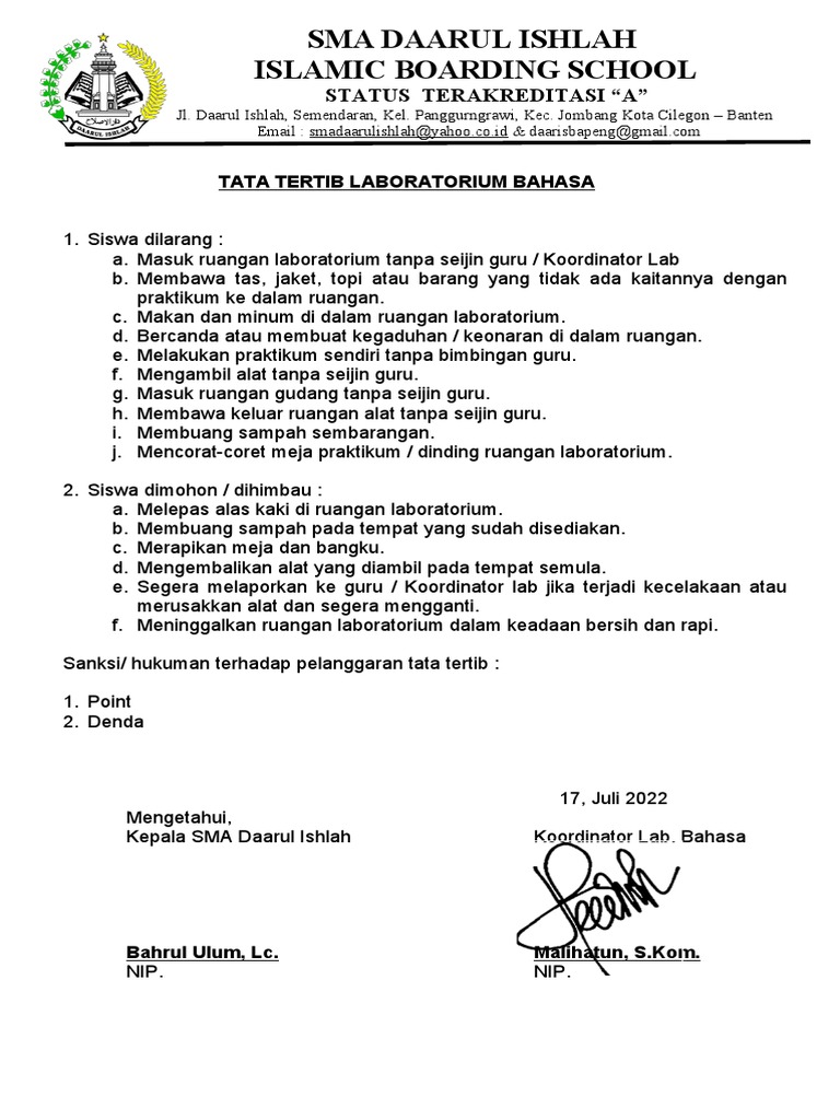 1.1.1 Tata Tertib Lab Bahasa | PDF