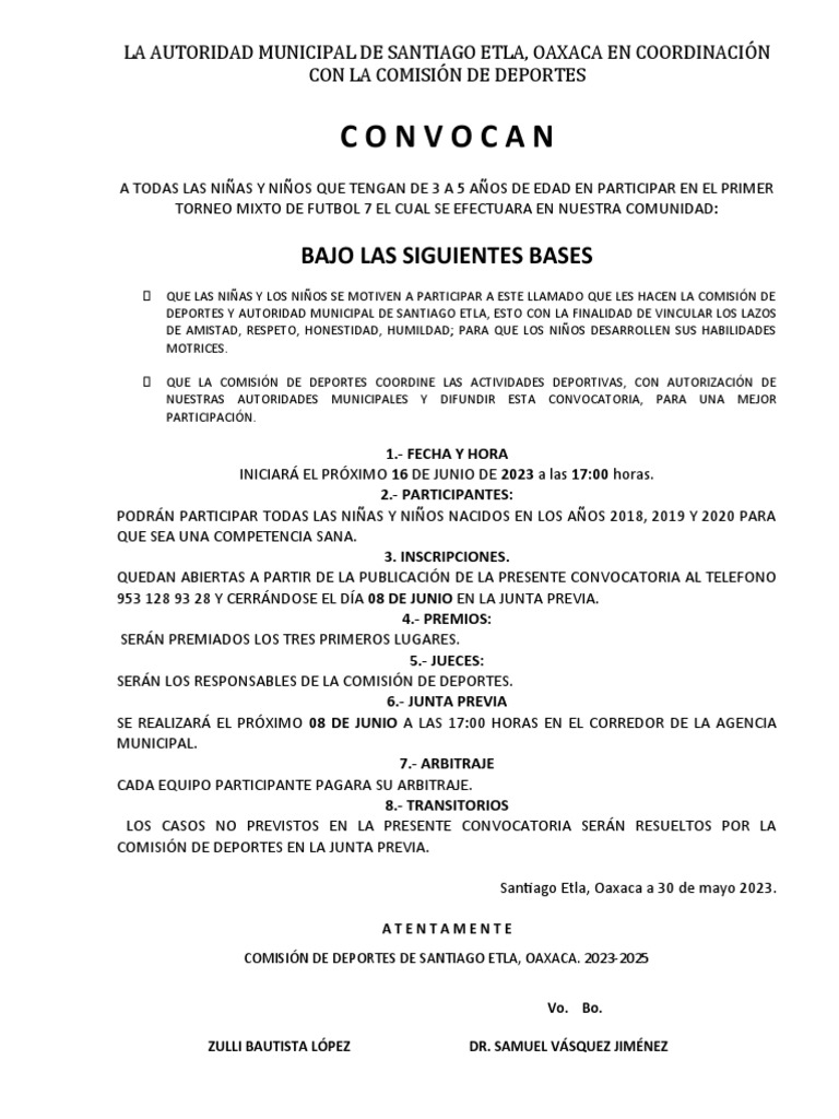 Convocatorias Futbol y Basquetbol | PDF