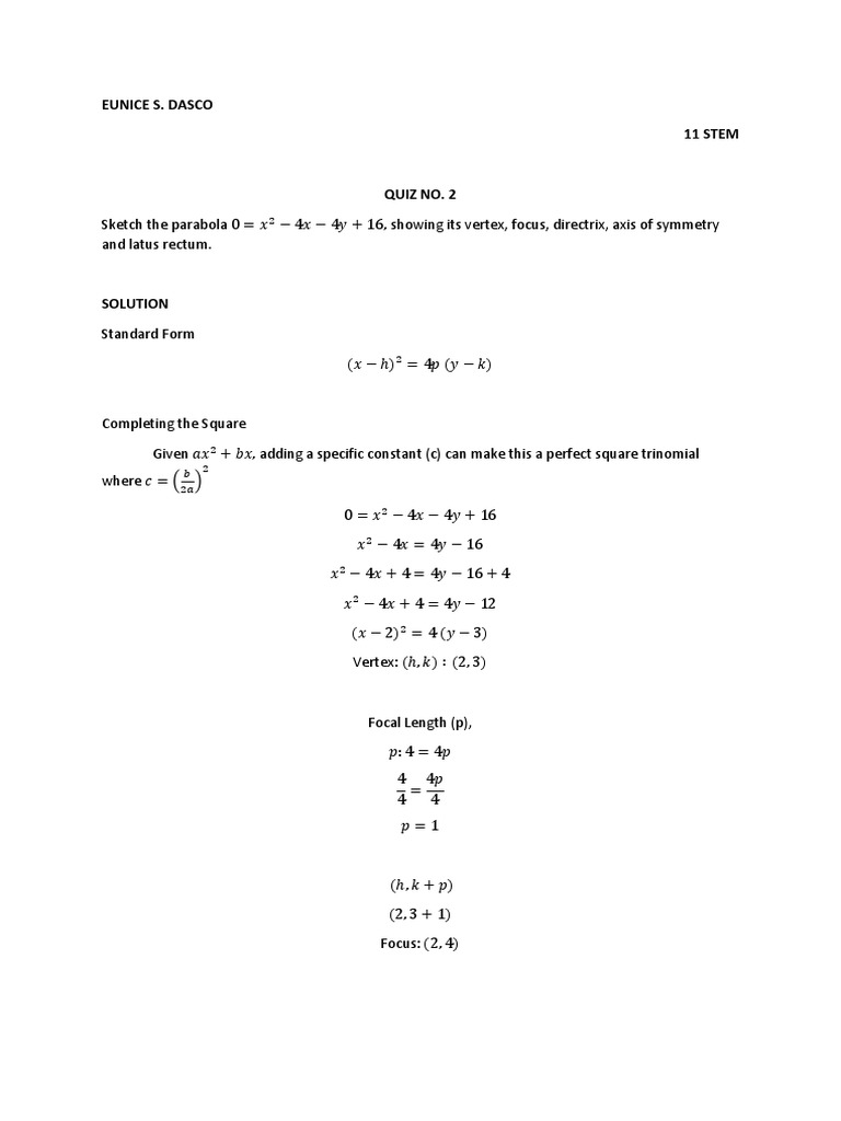 Parabola Sketch and Properties Guide | PDF | Teaching Methods & Materials