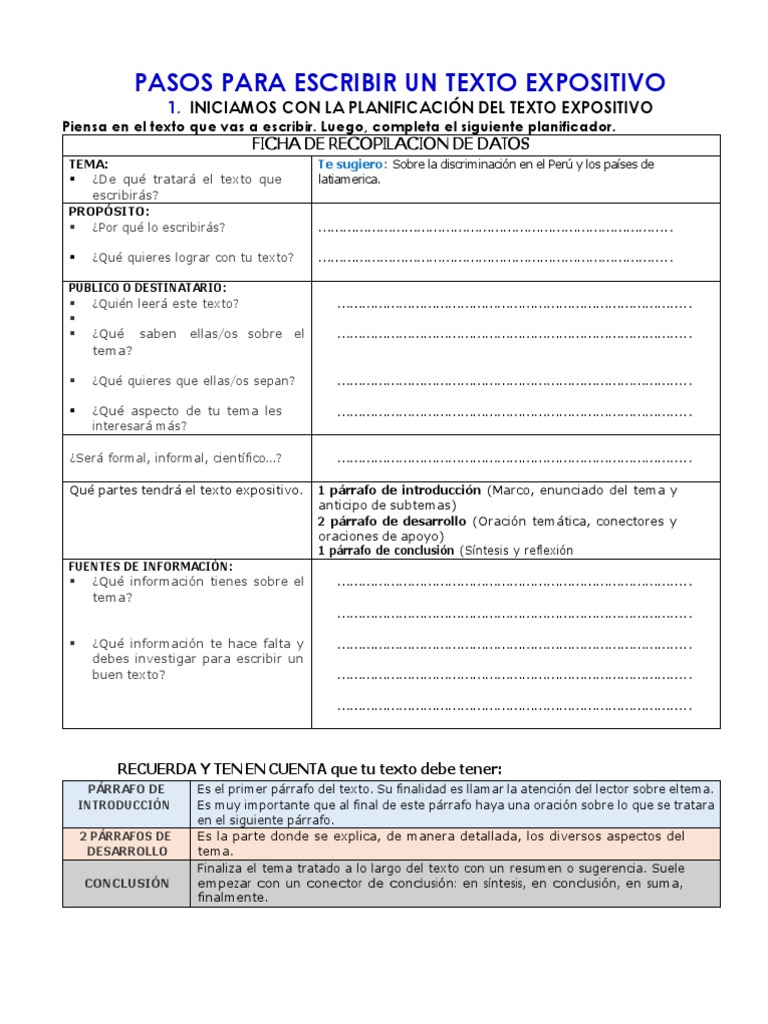 Pasos para escribir un texto expositivo | PDF