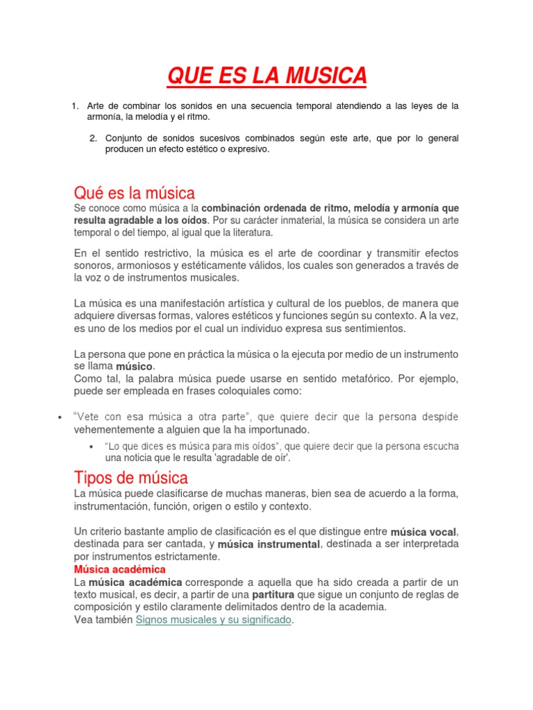 QUE ES LA MUSICA | PDF | Musica Popular | Música folk