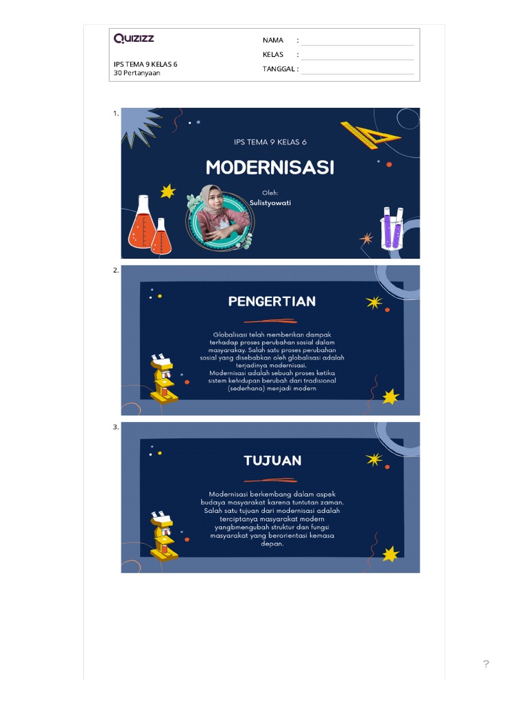 Kuis IPS Kelas 6: Modernisasi & Dampaknya | PDF | Politik | Ilmu Sosial