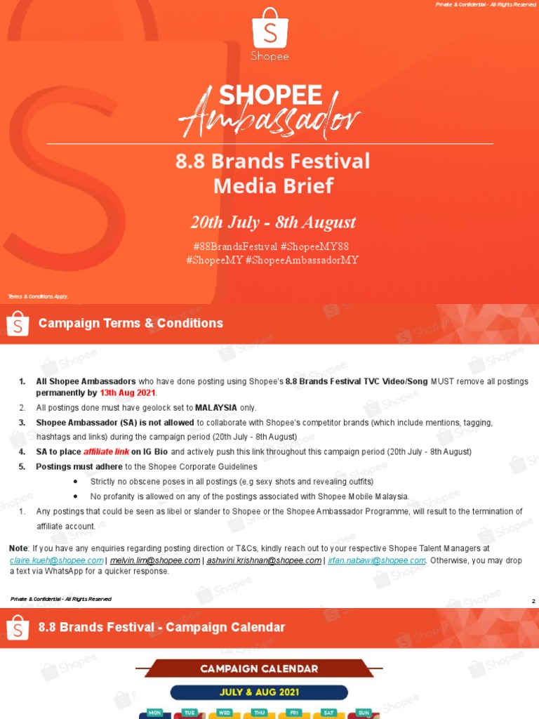 Shopee 8.8 Brands Festival Guidelines | PDF | Social Media | Popular ...