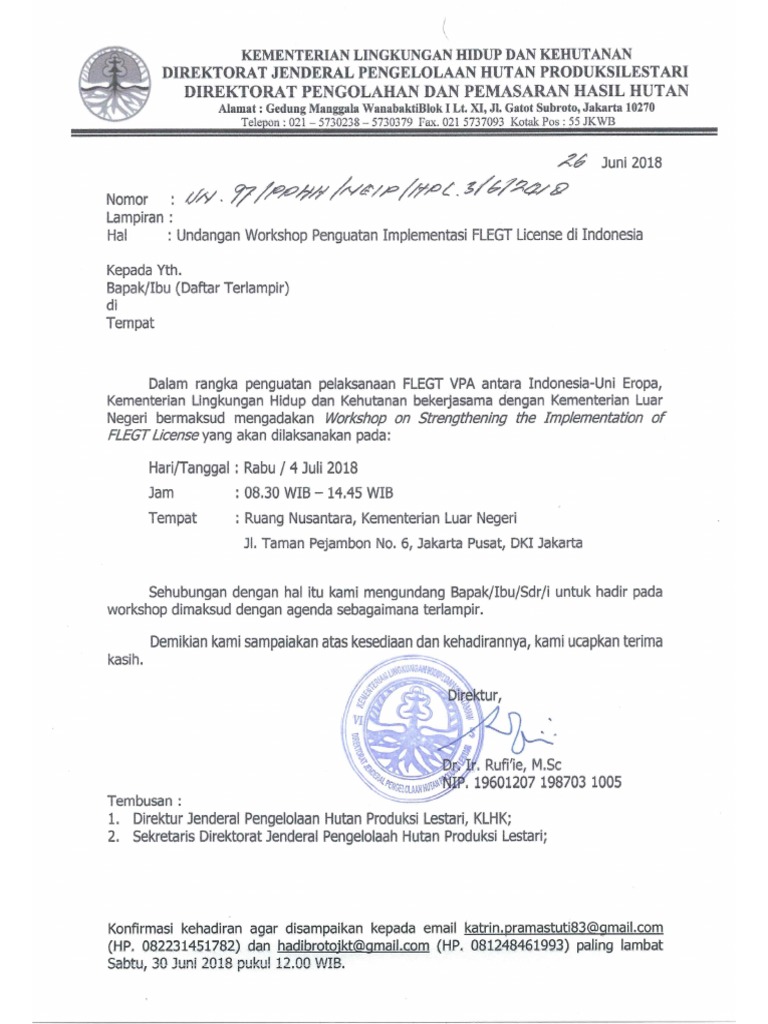 Undangan Workshop Penguata Implementasi FLEGT License Di Indonesia | PDF