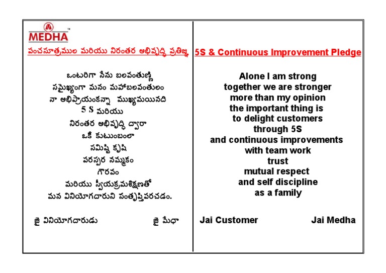 5S Pledge | PDF | Career & Growth | Self-Improvement