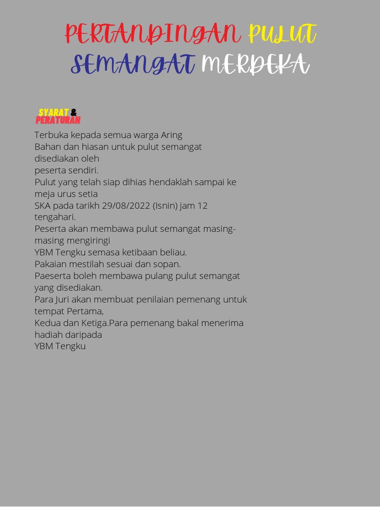 PERTANDINGAN PULUT SEMANGAT MERDEKA (A4 Document) | PDF