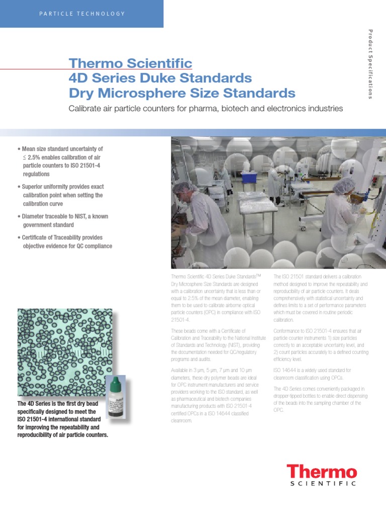 4D Series Duke Standards Spec Sheet | PDF | Calibration | Physical Sciences