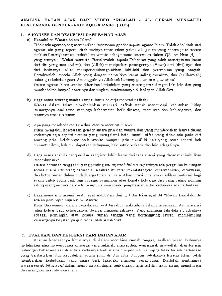 Analisa Bahan Ajar KB 3 (PAI Kontemporer) | PDF