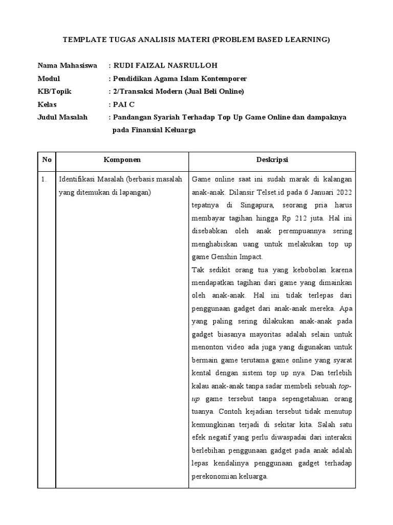 Analisis Materi Modul PAI Kontemporer Rudi | PDF