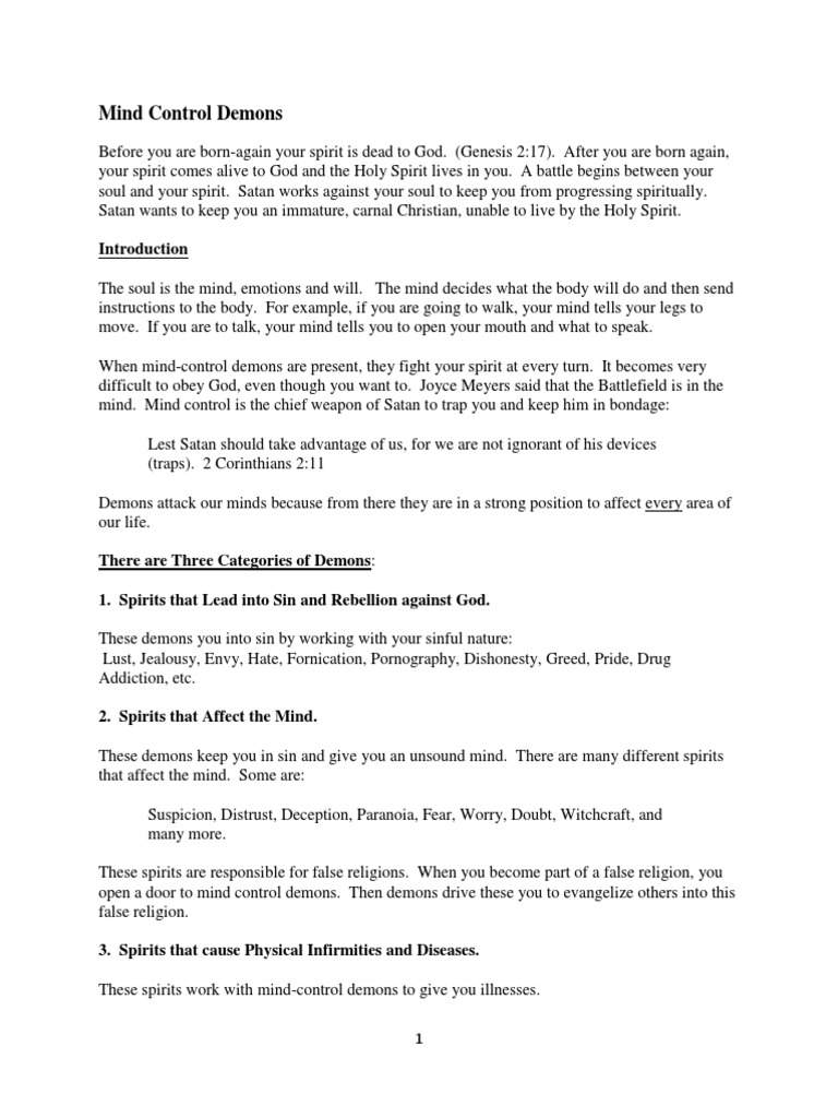 Mind Control Demons 230711 221558 | PDF | Demons | Jesus
