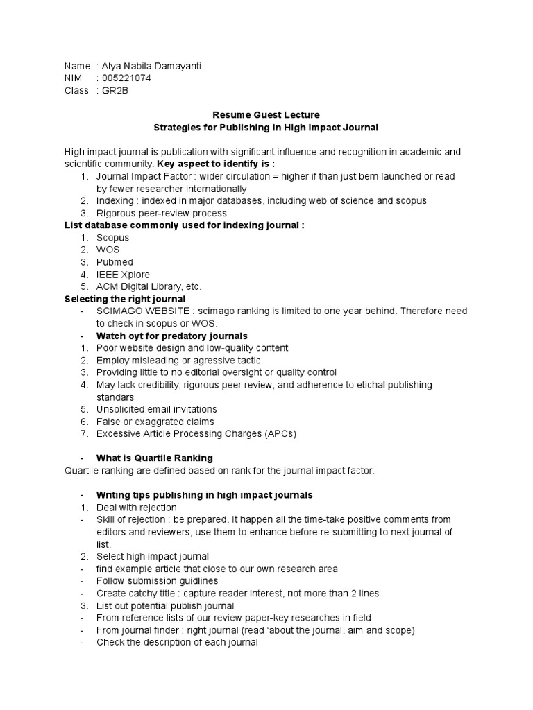 Strategies for High Impact Journal Publishing | PDF | Academic Journal ...