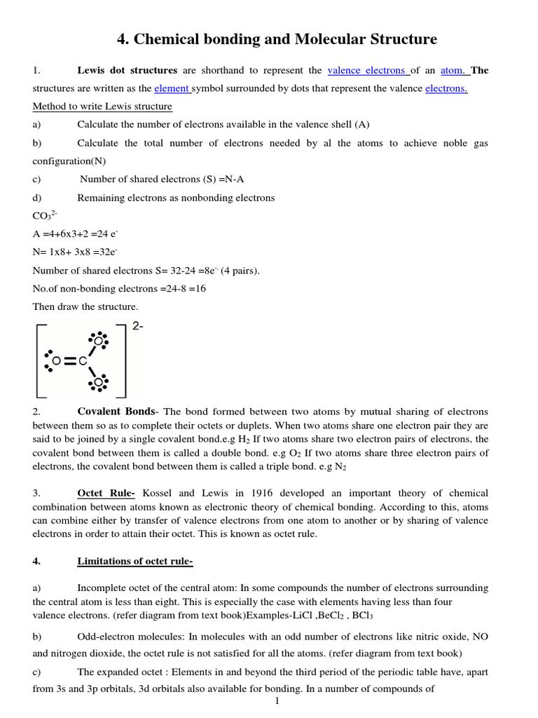 Chemical Bonding Notes | PDF | Chemical Bond | Chemical Polarity