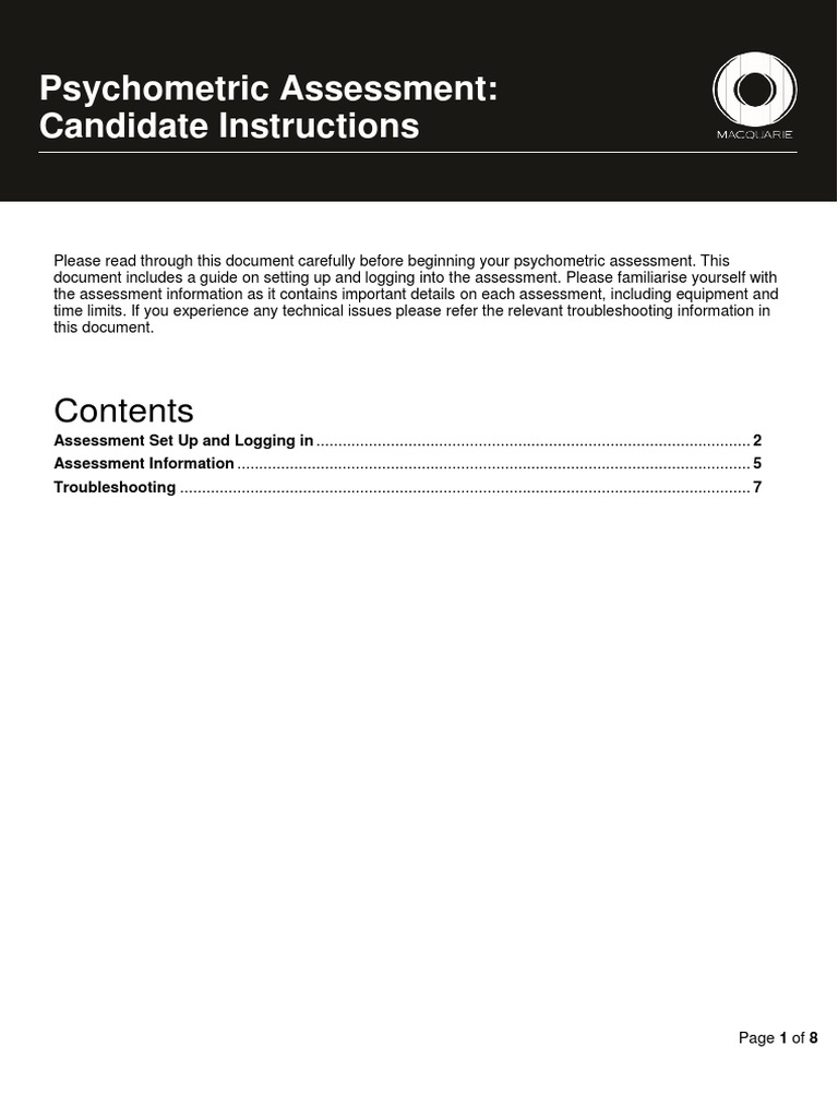 Candidate Instructions | PDF | Question | Questionnaire