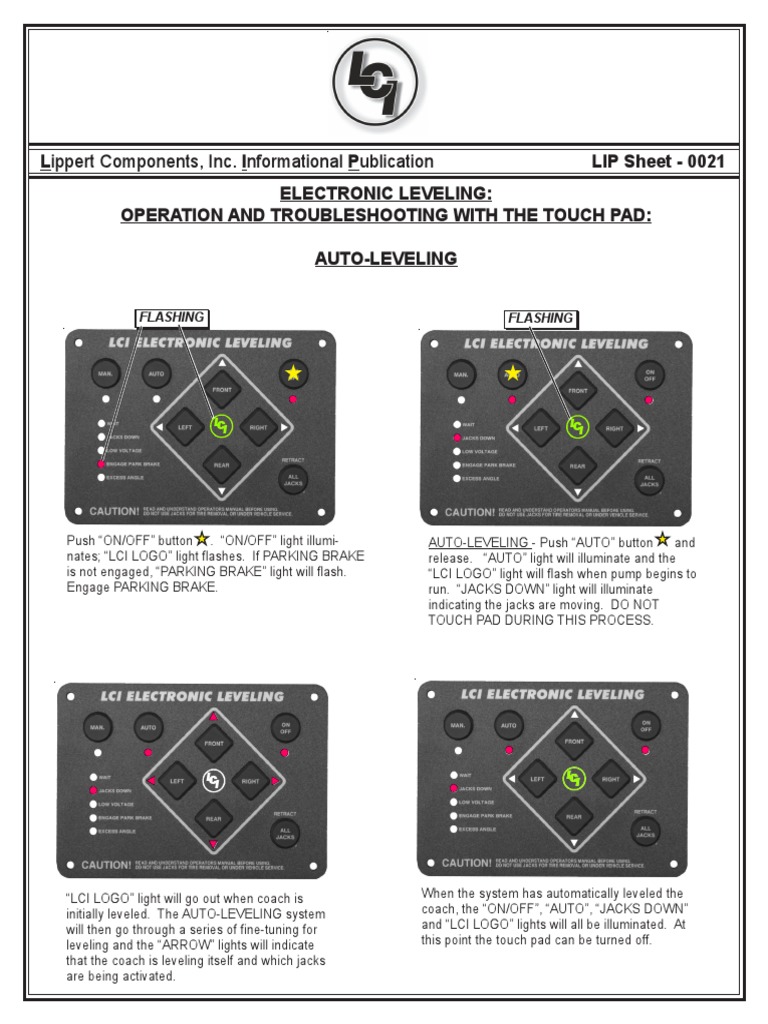 Lippert Leveling System Operation Guide | PDF | Brake | Equipment