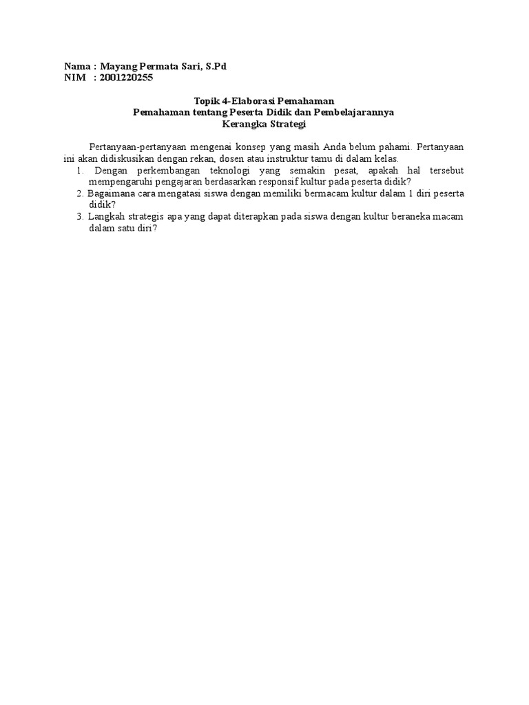 Topik 4 Elaborasi Pemahaman PPDP | PDF | Karier & Perkembangan | Pengembangan Diri