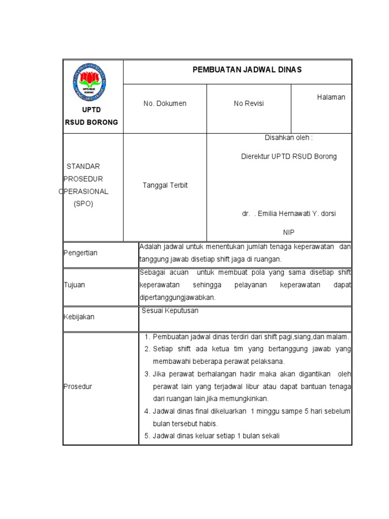 Sop Jadwal Dinas | PDF