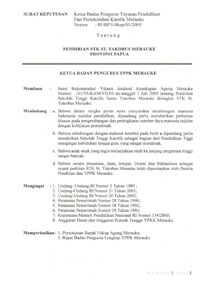 SK Pendirian Yayasan | PDF