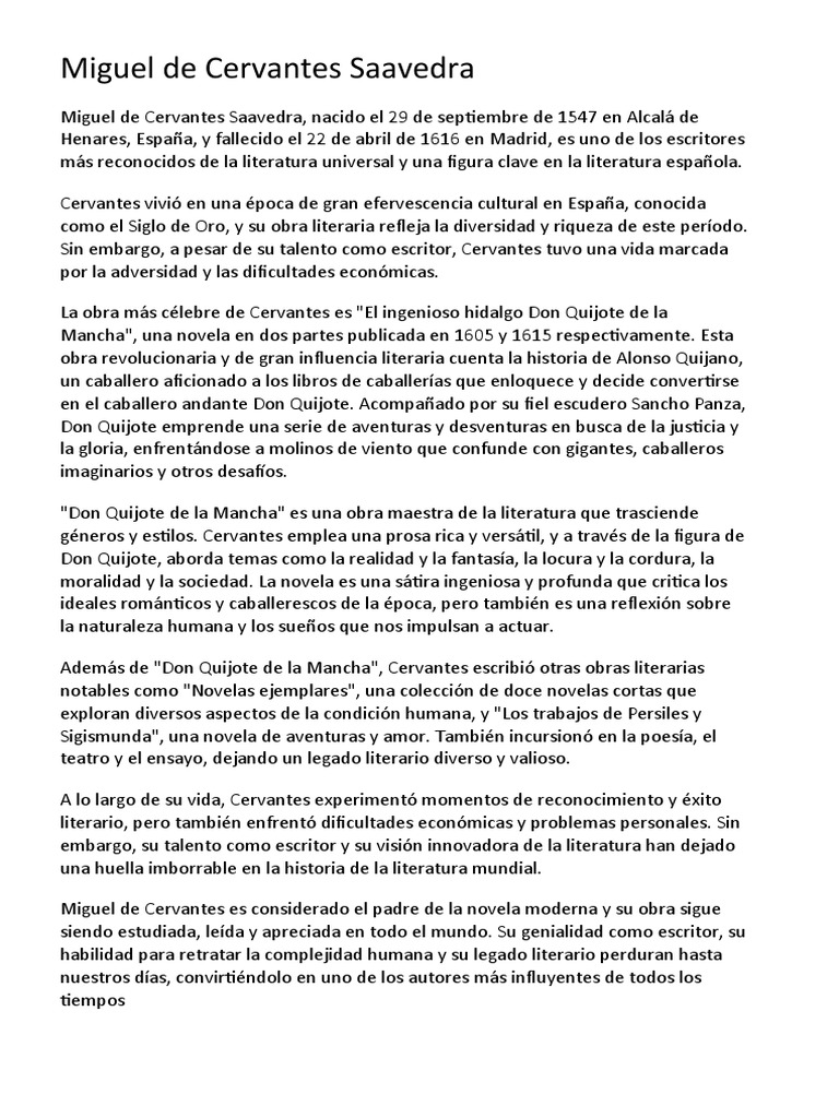 Literatura | PDF | Don Quijote | Miguel De Cervantes
