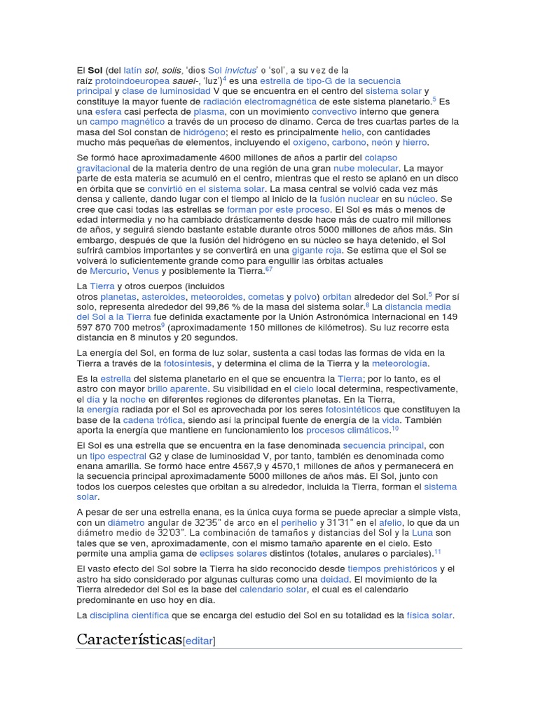 El Sol - Explicación | PDF | Dom | Estrellas