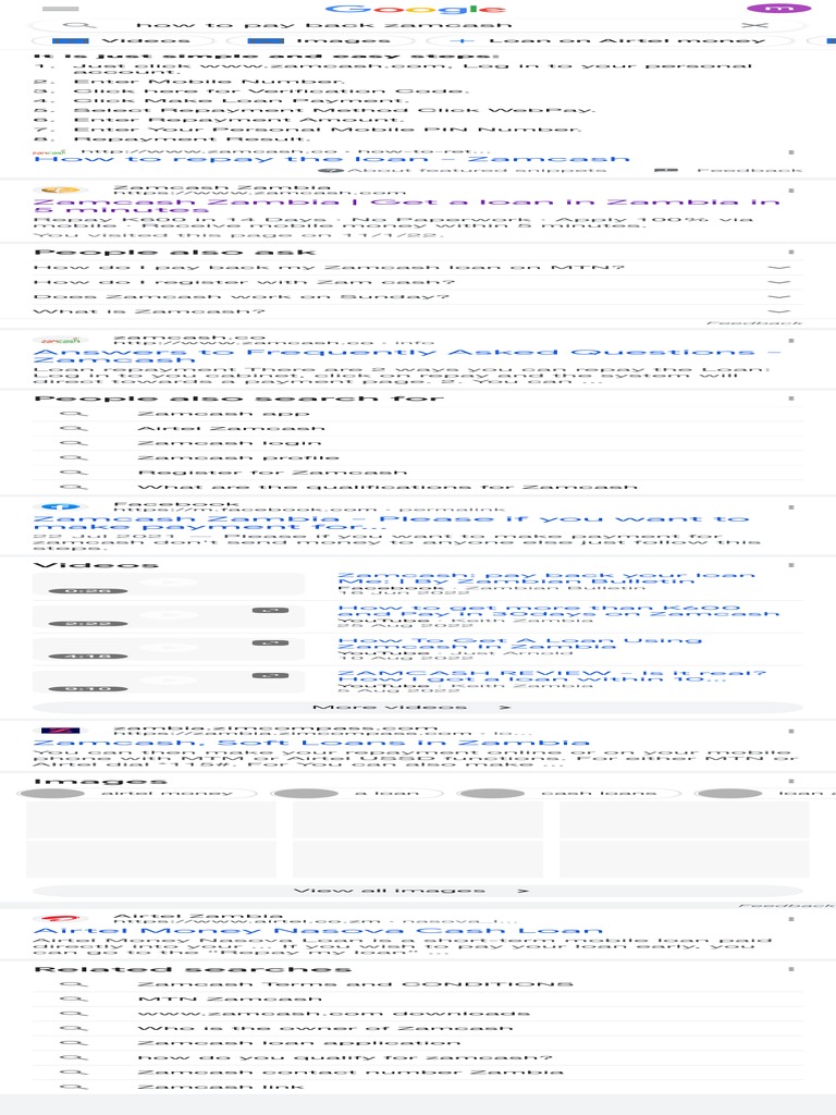 How To Pay Back Zamcash - Google Search | PDF | Loans | Computing