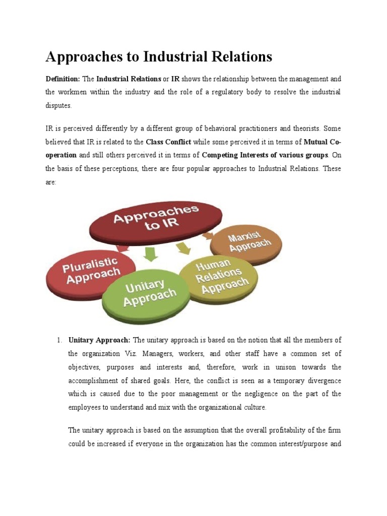 Approaches To IR Models | PDF | Employment | Capitalism