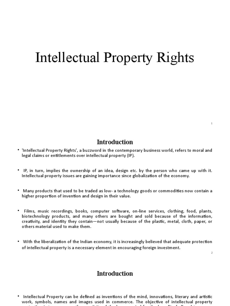 Intellectual Property Rights PPT Oct 1922 | PDF | Intellectual Property ...