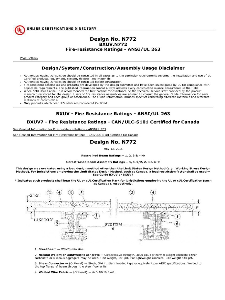 Annexure - UL Design N-772 | PDF
