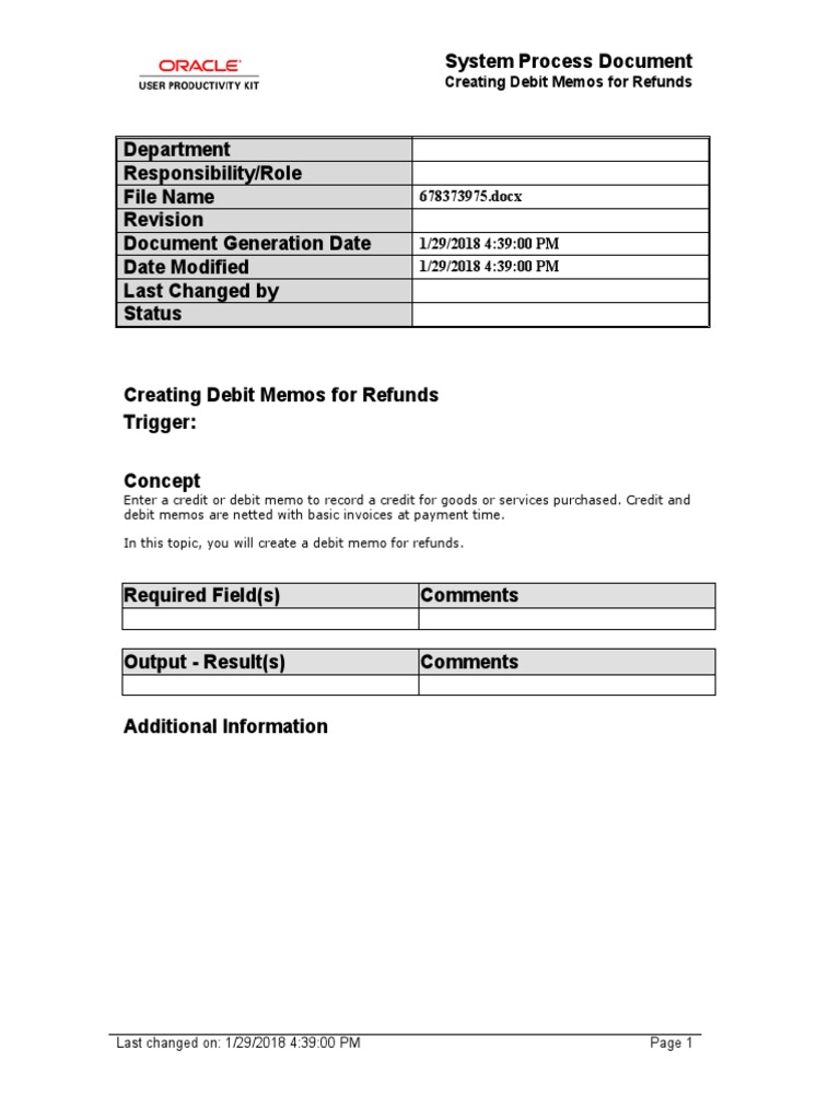 Creating Debit Memos For Refunds - SPD | PDF | Invoice | Debits And Credits