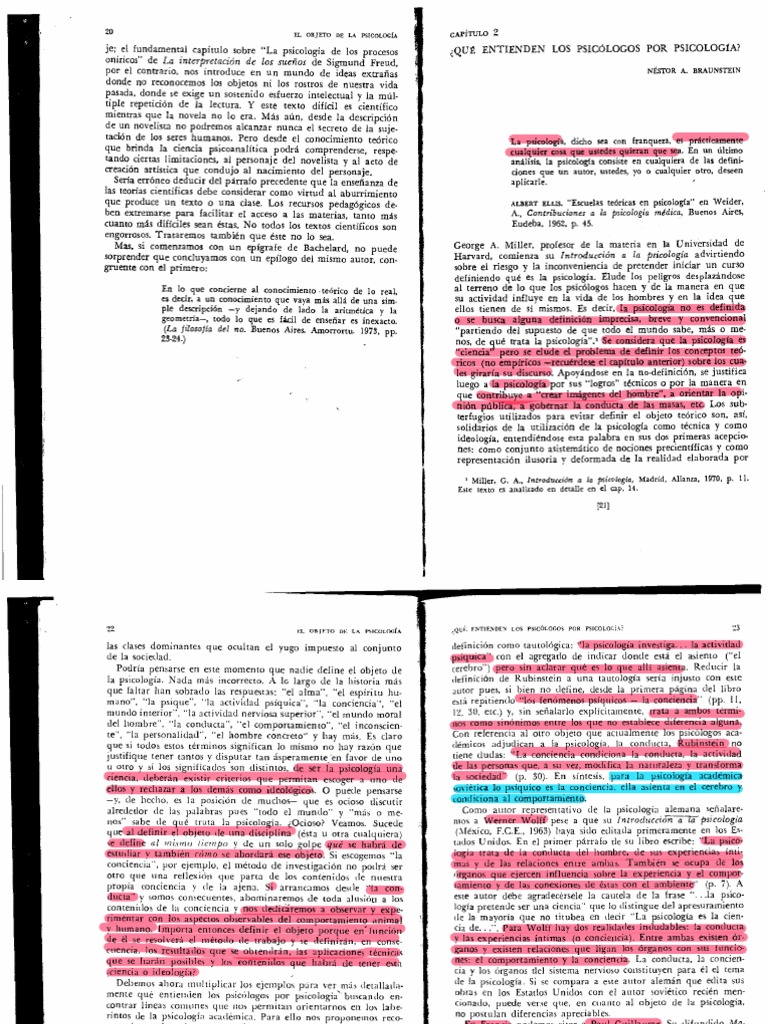 4-Capítulo 2 Qué Entienden Los Psicólogos Por Psicología-NÉSTOR A. BRAUNSTEIN. | PDF
