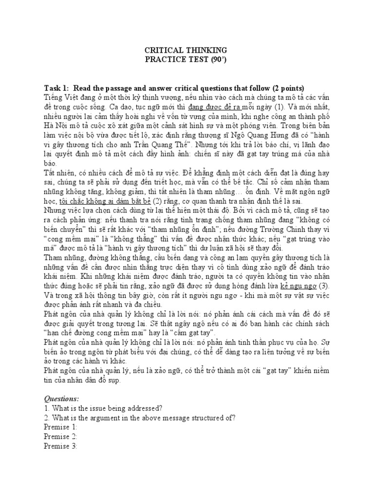 Critical Thinking | PDF