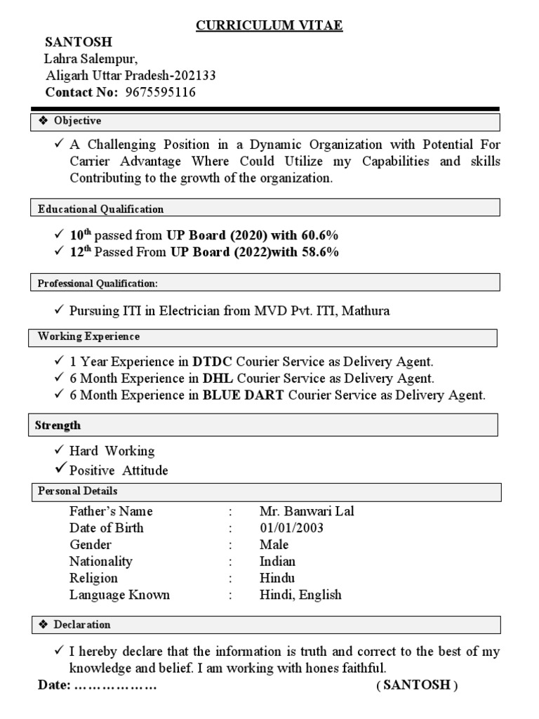 Santosh CV | PDF | Career & Growth | Wellness