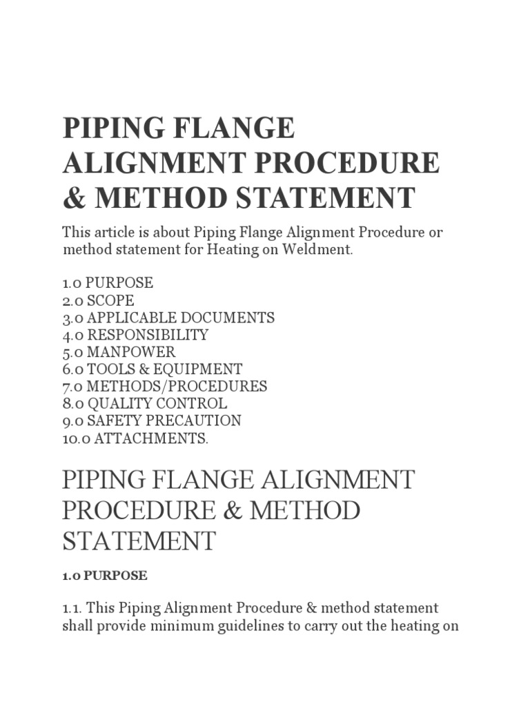 Piping Flange Alignment Procedure | PDF | Pipe (Fluid Conveyance) | Welding