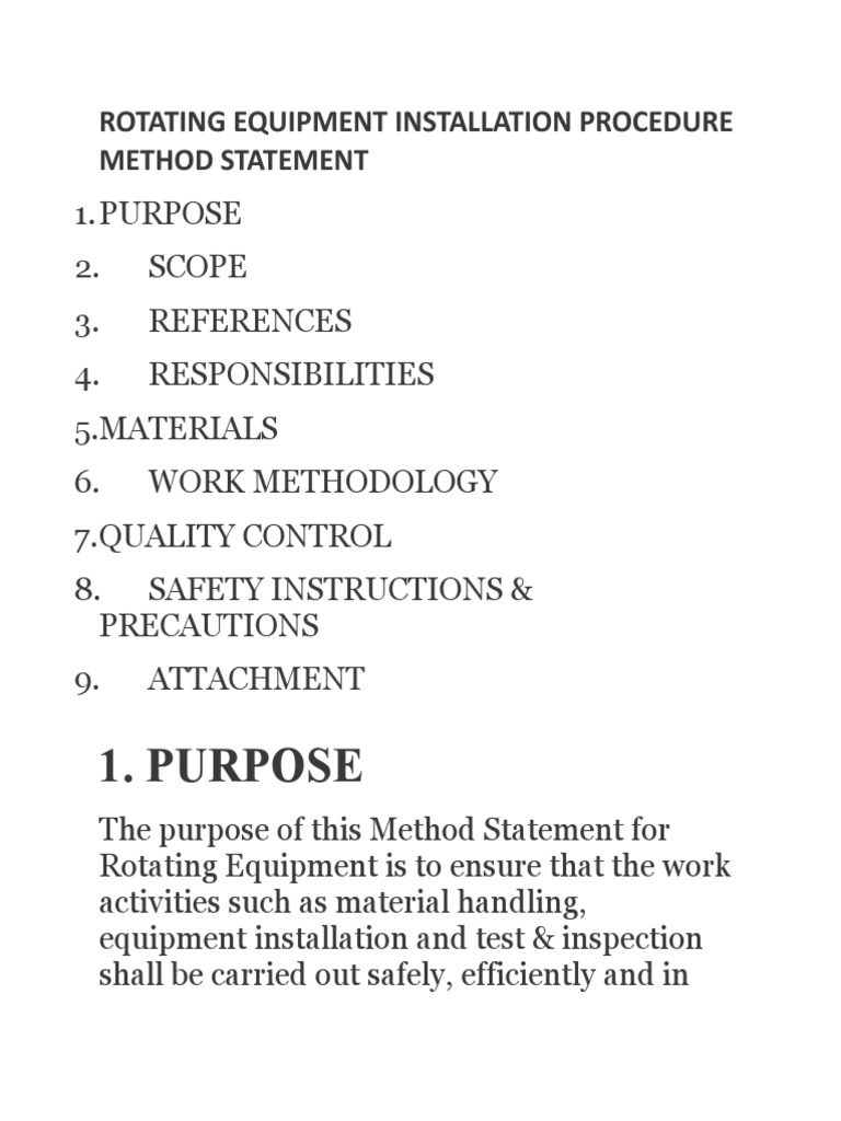 Rotating Equipment Installation Procedure Method Statement | Download ...