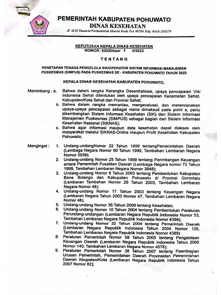 SK Simpus PKM Dinkes 2023 | PDF