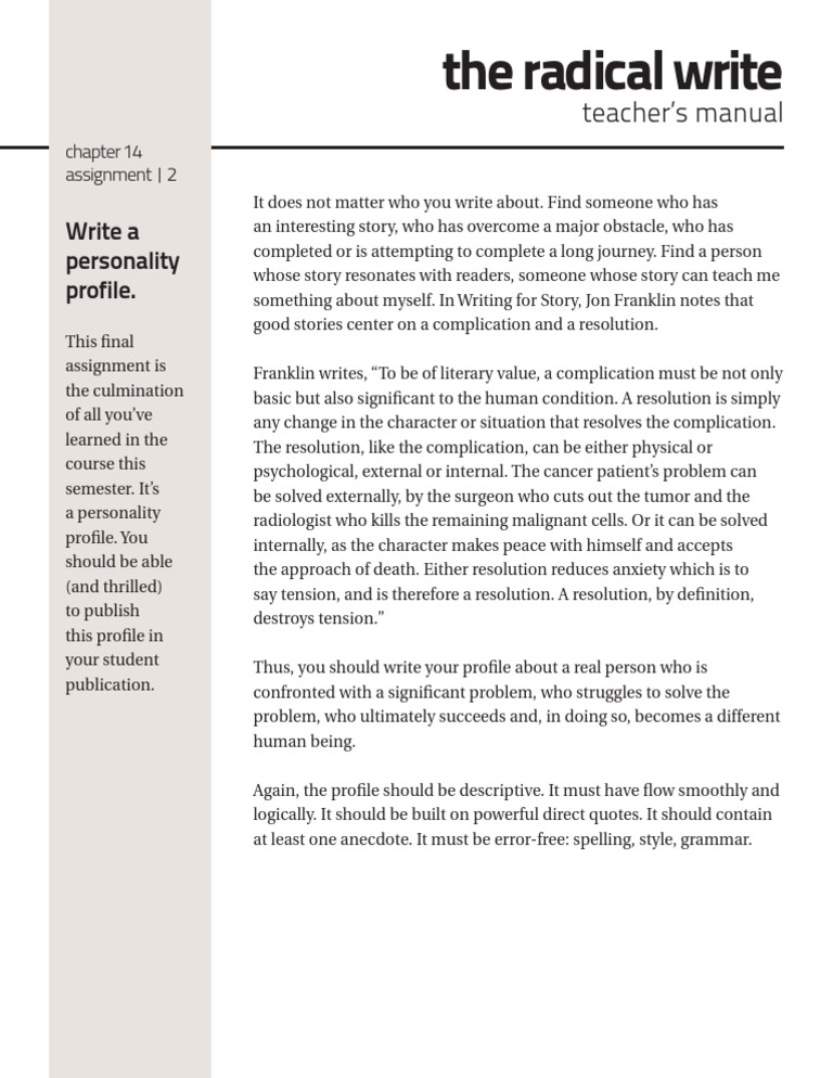 Writing a Compelling Personality Profile | PDF | Self-Improvement ...