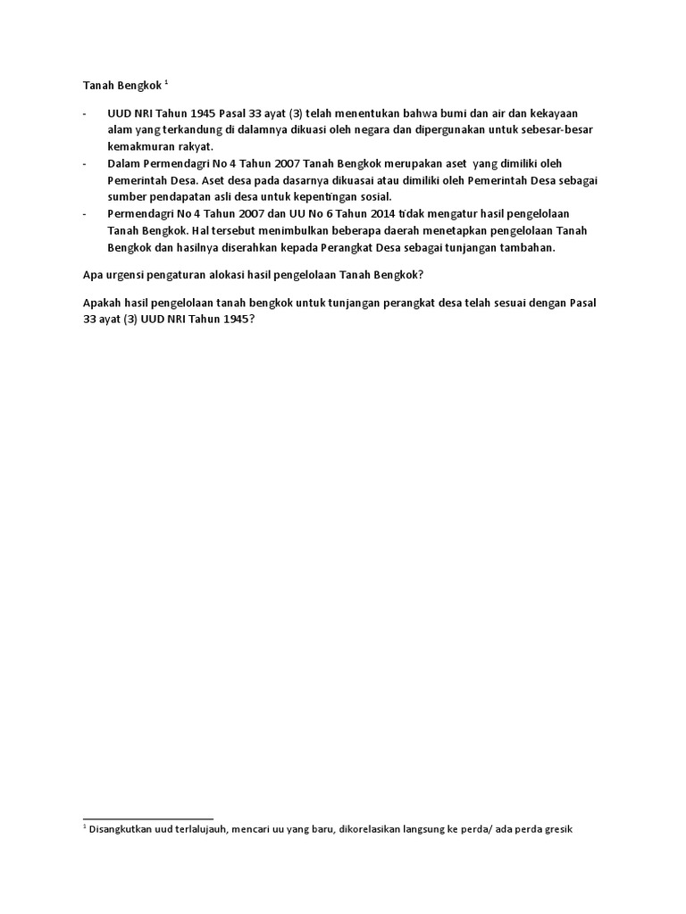 Urgensi Pengaturan Tanah Bengkok dan Alam | PDF | Hukum