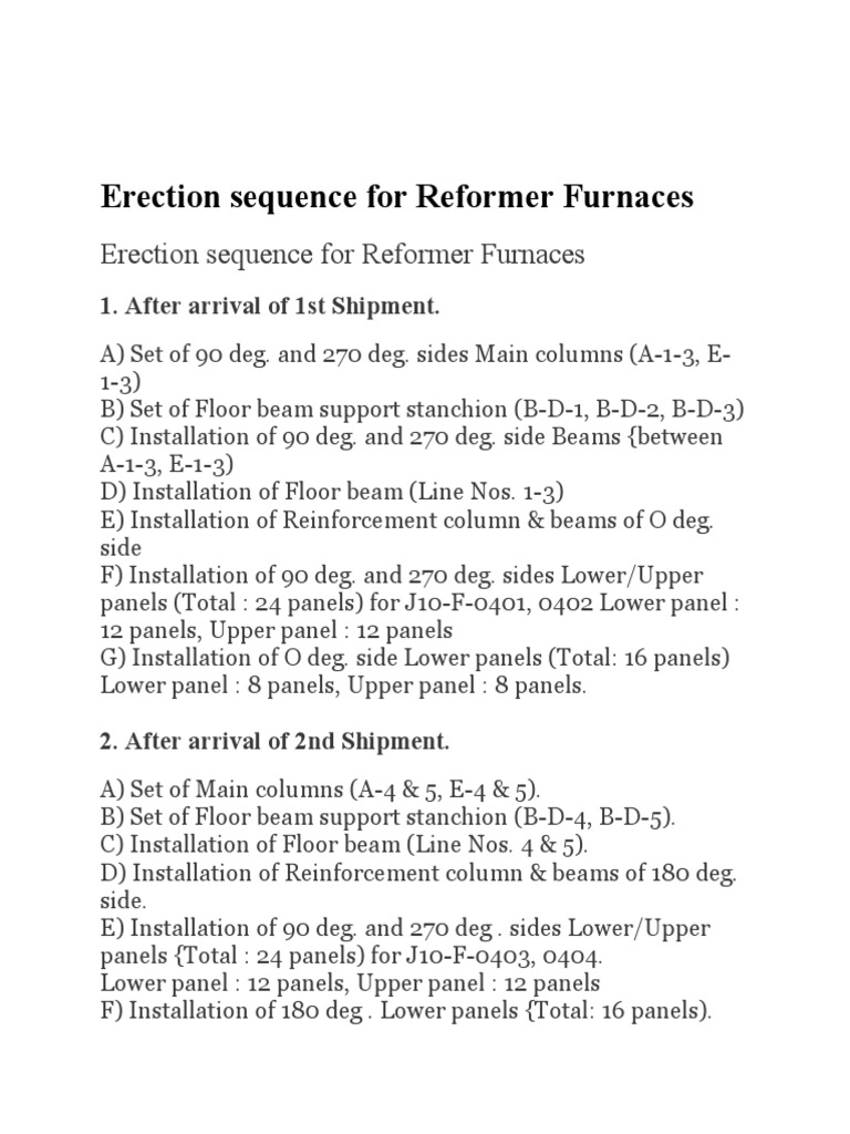 Erection Sequence For Reformer Furnaces | PDF | Chimney | Duct (Flow)