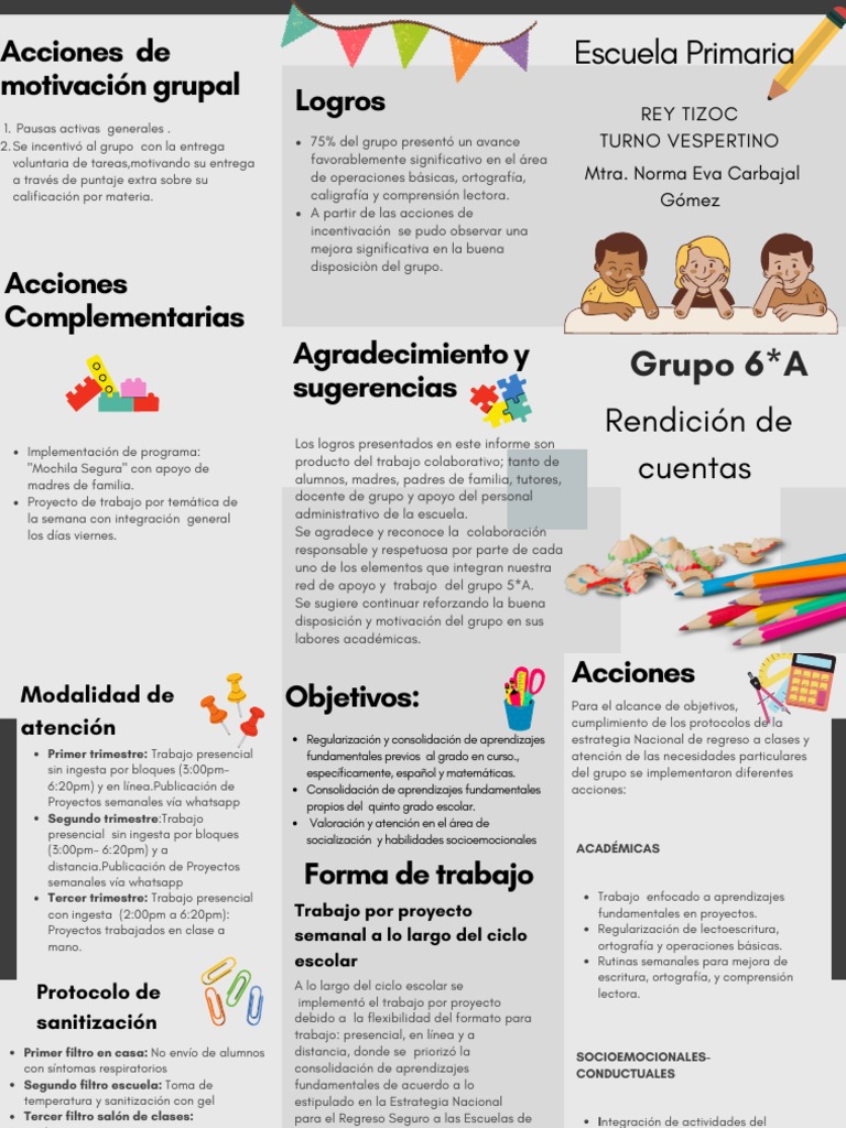 Triptico Rendición de Cuentas | PDF | Educación primaria | Cognición