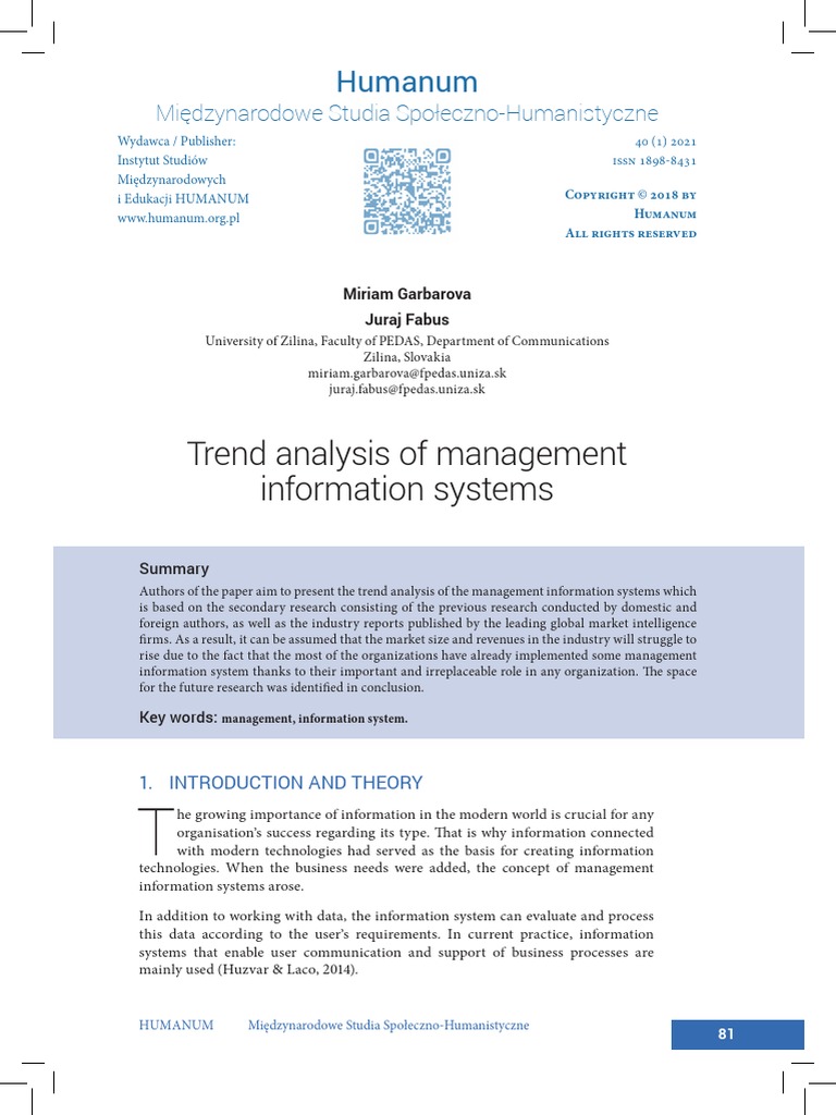 Trend Analysis of Management Inform | PDF | Information System ...