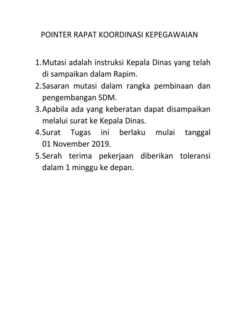 Pointer Rapat Koordinasi Kepegawaian | PDF | Karier & Perkembangan