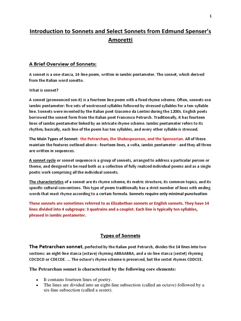 Sonnets and Edmund Spenser | PDF | Sonnets | Edmund Spenser