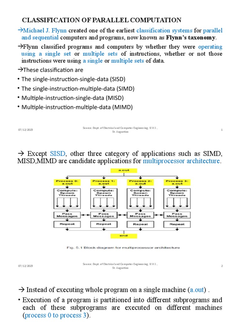 Classification Of Parallel Computation Pdf Central Processing Unit Parallel Computing